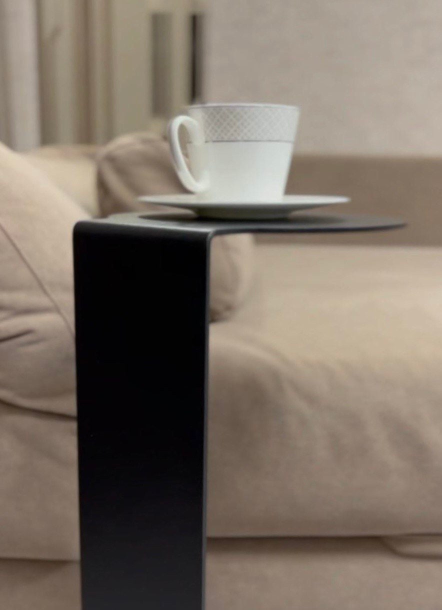 Round Coffee Table. Small Black Metal Table. Modern Side Coffee Table ...