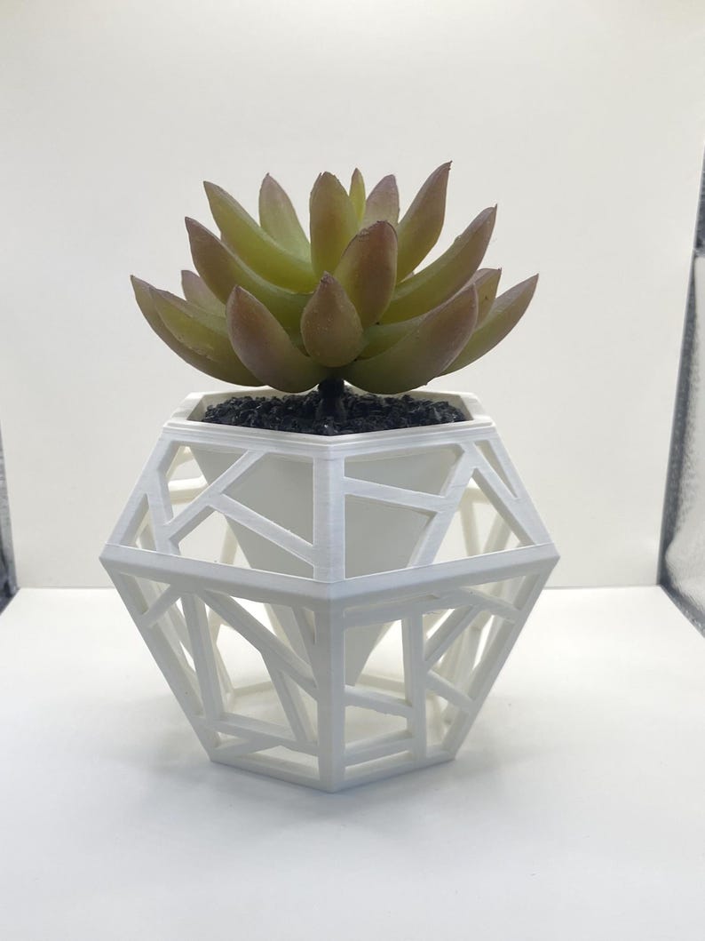 Diamond 3D Printed Desk Planter Modern, Chic, Minimalist Vase for ...