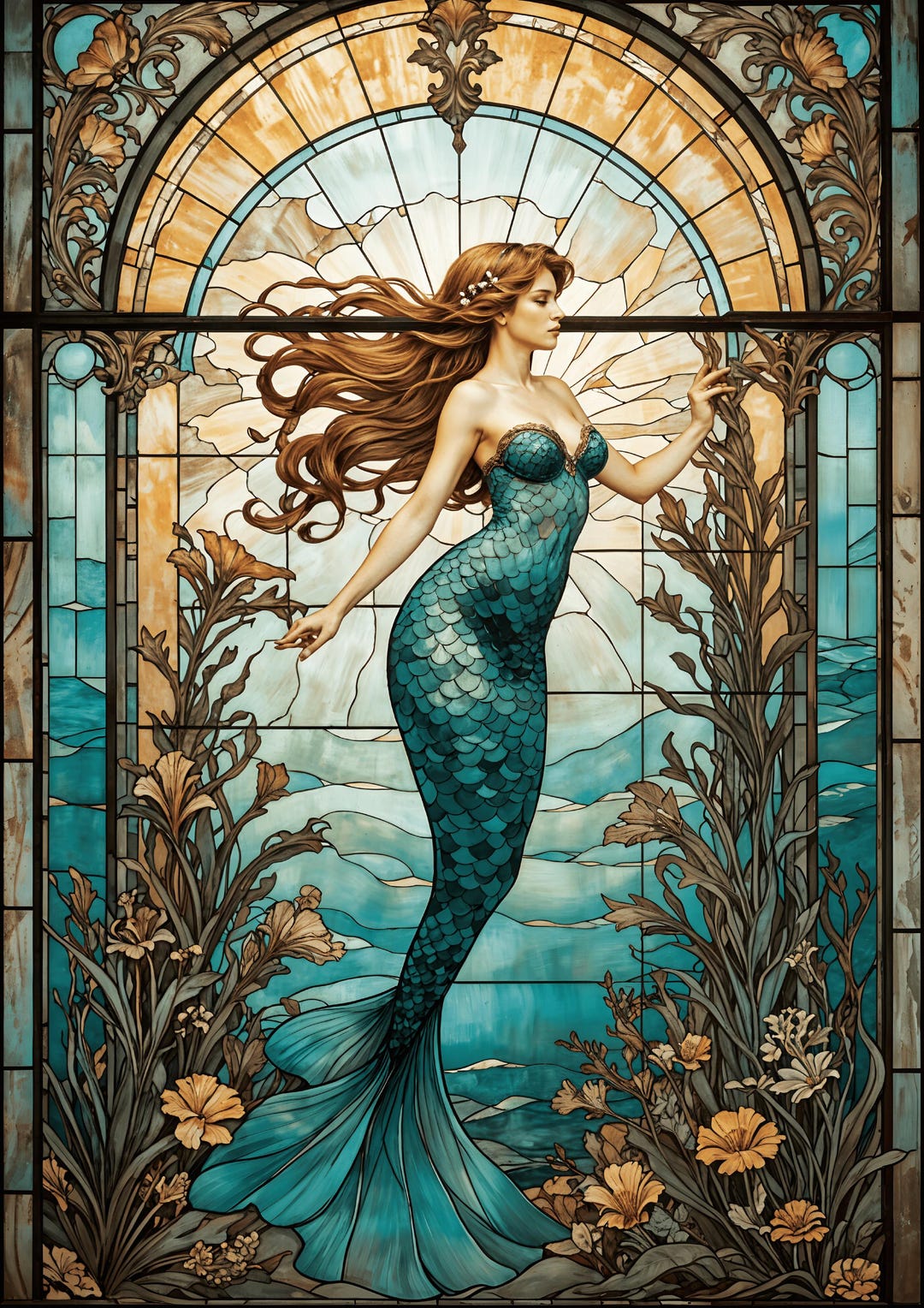 La Sirène | the Mermaid | New Art Nouveau | Mucha Print | Mermaid ...