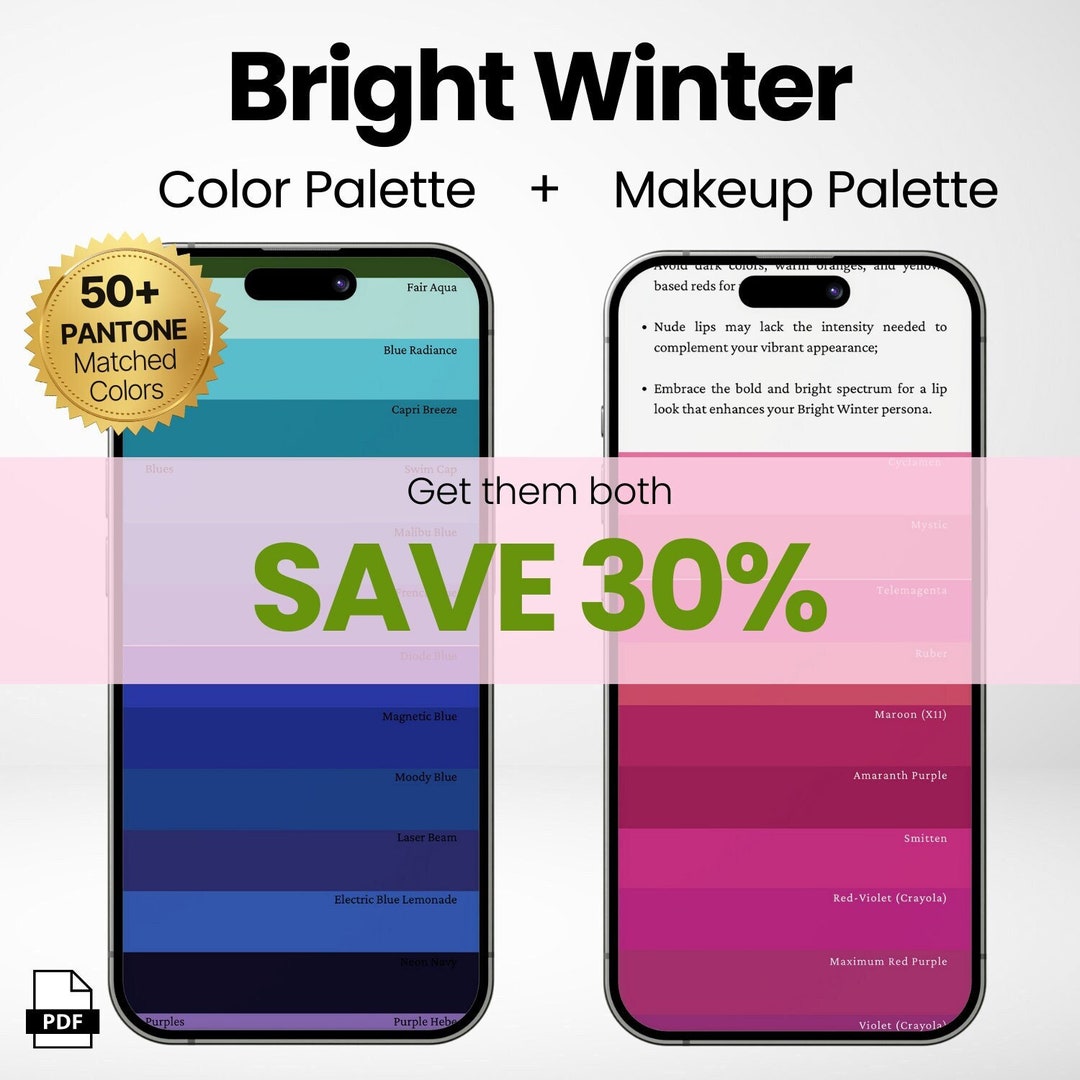 Bright Winter Color Palette + Makeup Tips (digital Swatch Fan) - Etsy