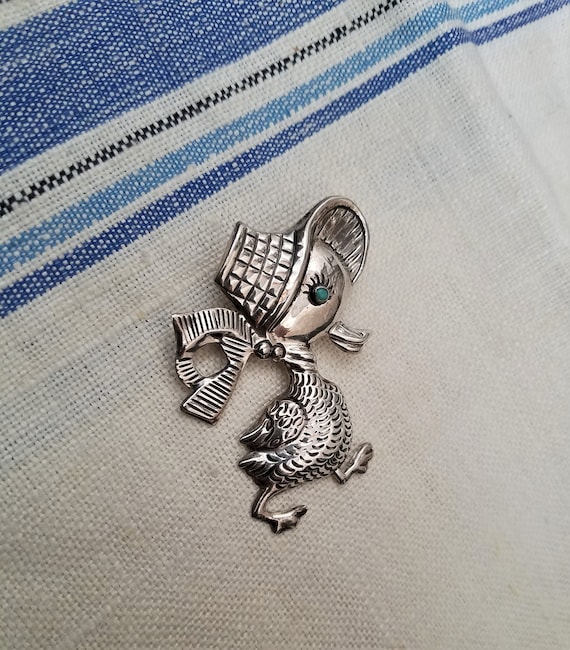1940s Mexican Sterling 925 Brooch Pin Duck Duckling w… - Gem