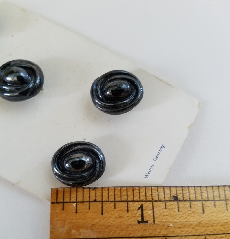 Vintage 1950s Iridescent Black Glass Buttons Novelty Shape Small Size ...