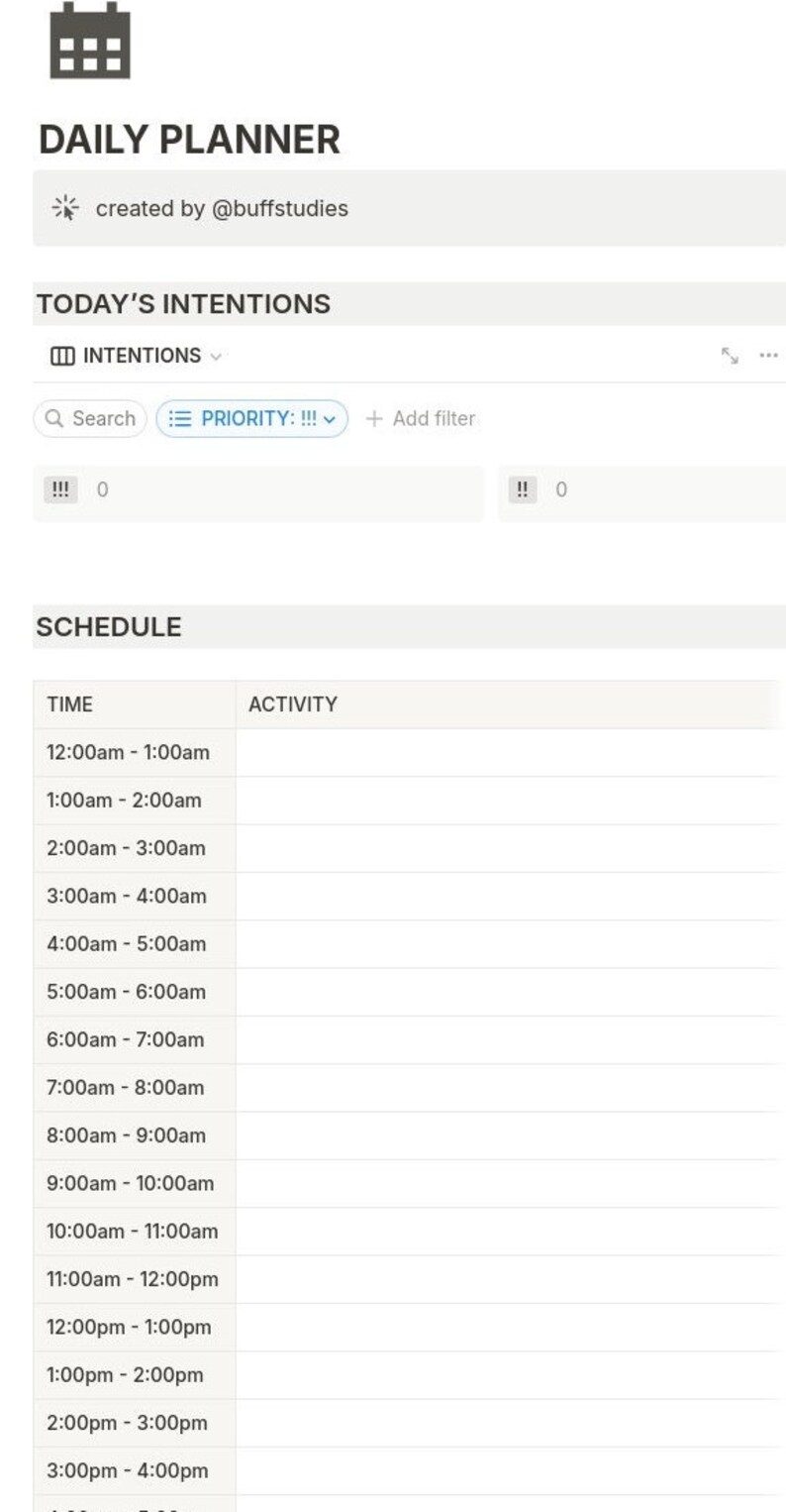 Minimalistic Daily Productivity Planner for Notion I Time-blocking, Task Management & Focus ...
