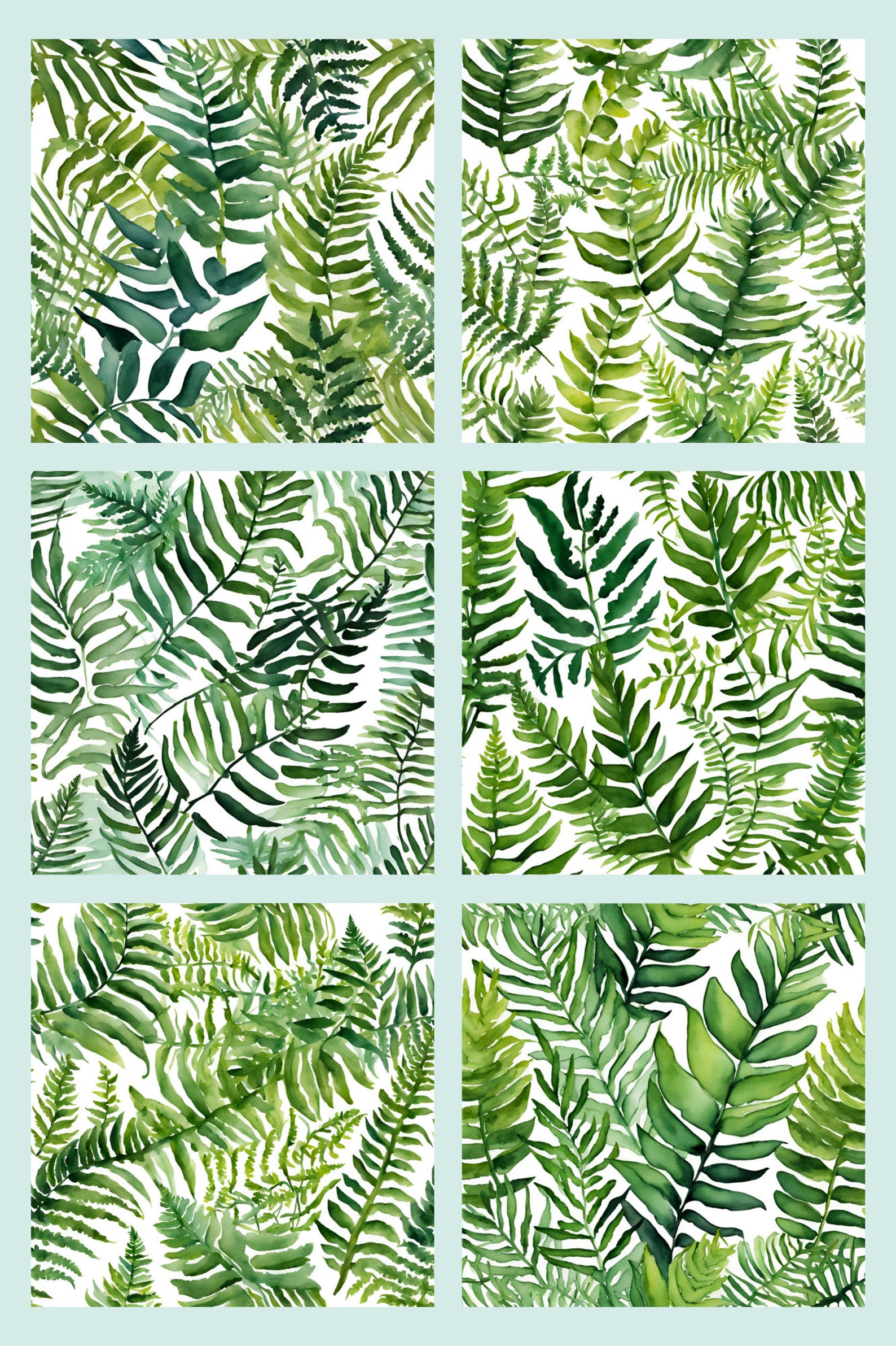 Ferns Digital Pattern Digital Paper Printable Pattern - Etsy