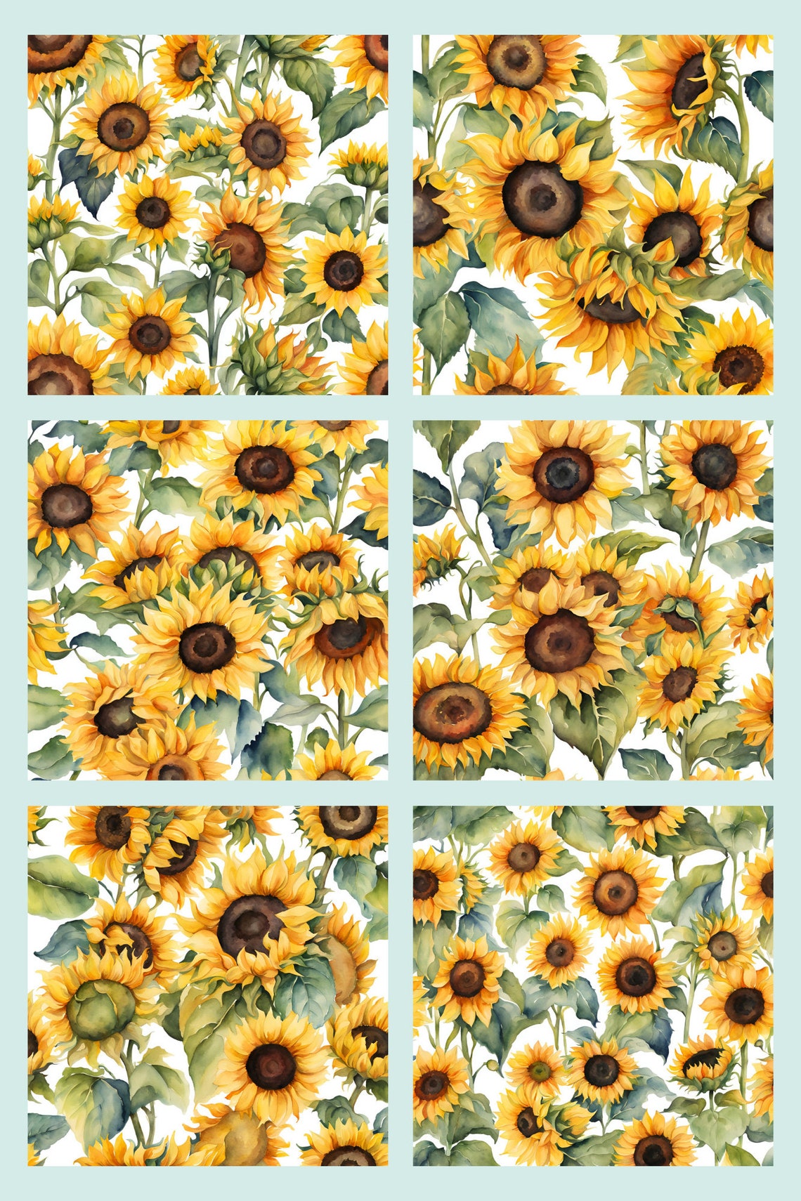 Sunflowers / Floral Digital Pattern Digital Paper Printable Pattern - Etsy