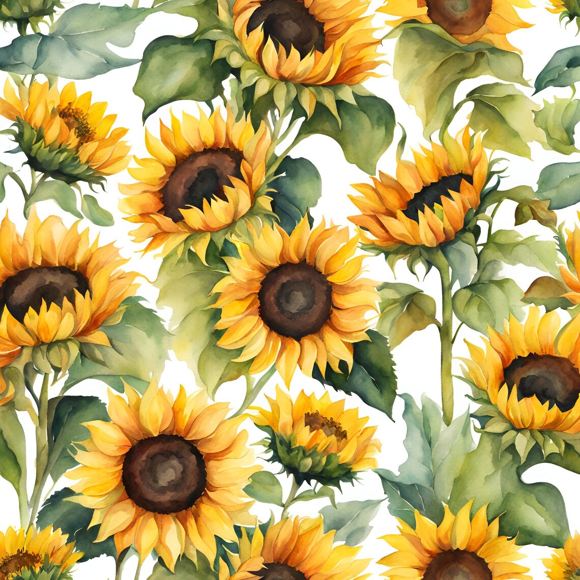 Sunflowers / Floral Digital Pattern Digital Paper Printable Pattern - Etsy