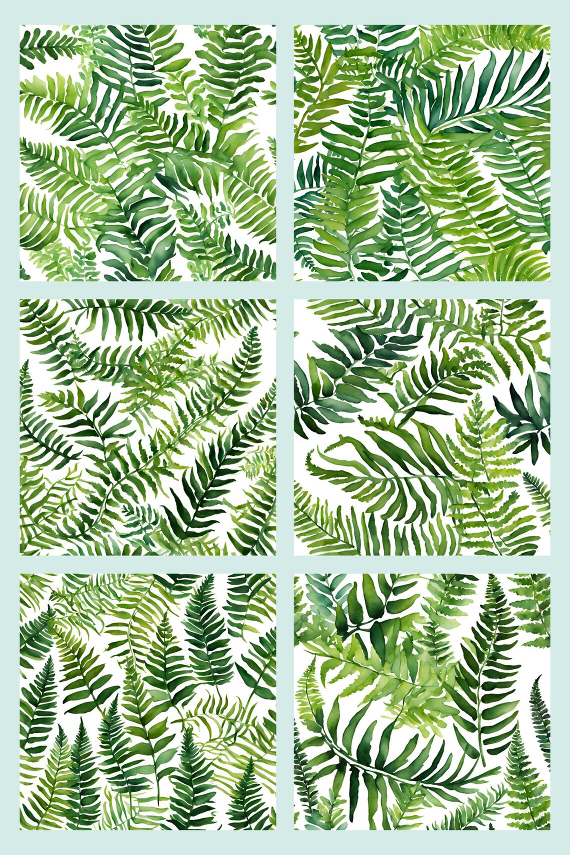 Ferns Digital Pattern Digital Paper Printable Pattern - Etsy