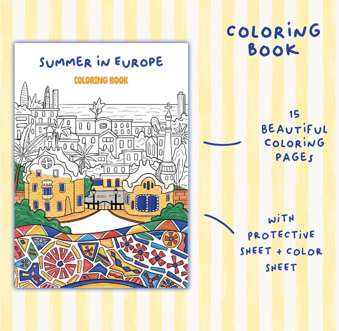 Summer in Europe Coloring Book Coloring Book, Coloring Book for Adults ...
