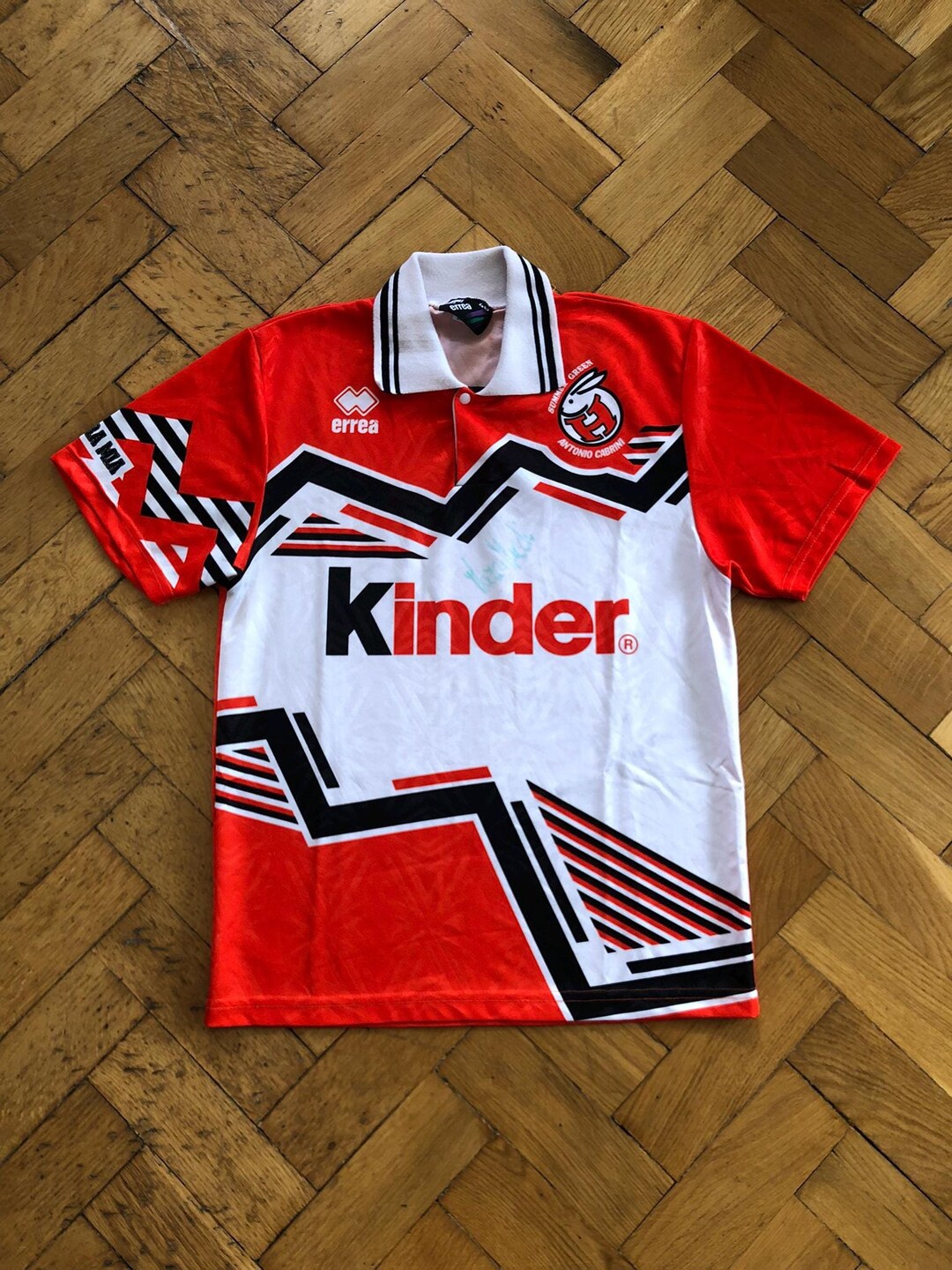 Kinder Vintage Footbal T-shirt 80s / 90s Red White Jersey Italy Pattern ...