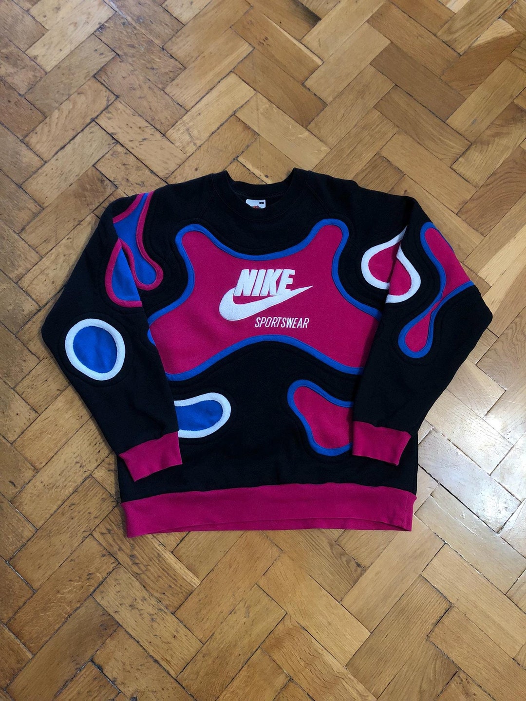 1 of 1 Rework Nike Crewneck / Sweatshirt Embroidery Spell Out Center ...