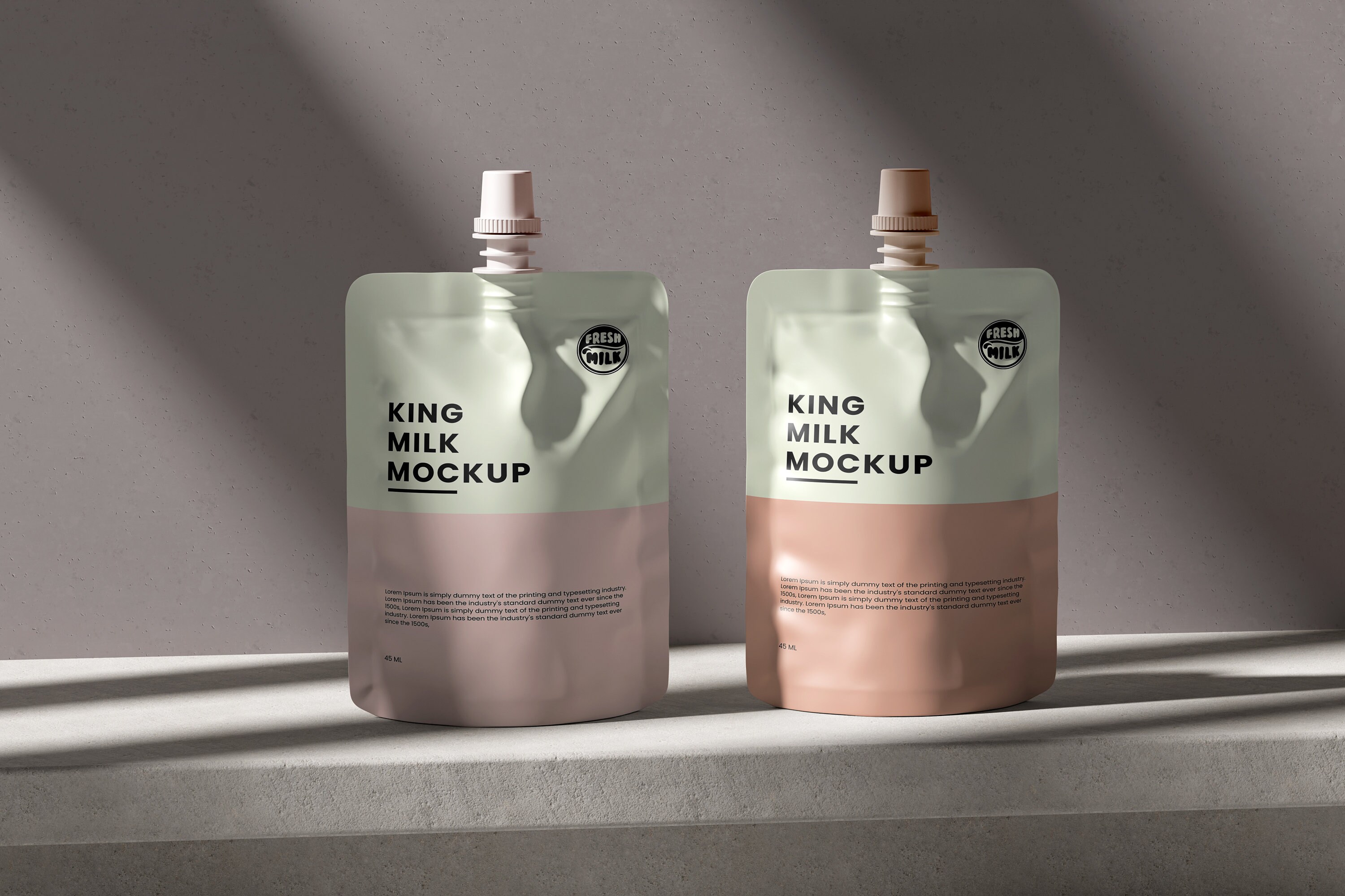 Pouch Milk Mockup Collection, Standing Pouch Mockup, Pouch Packaging ...