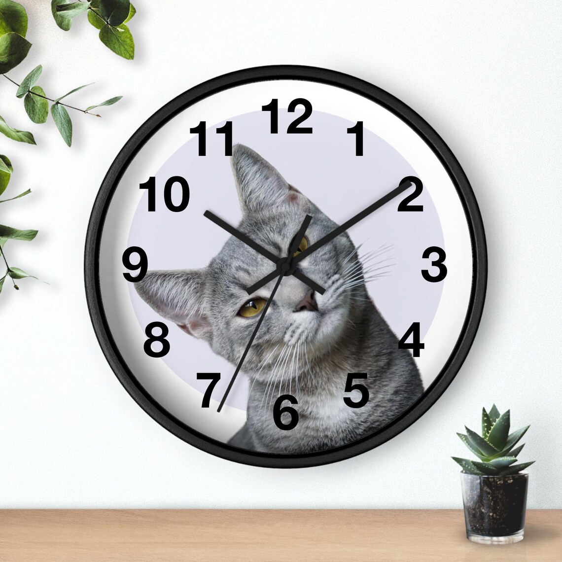 Custom Cat Portrait Wall Clock | Cat Owner Gift, Cat Loss Gift, Custom ...