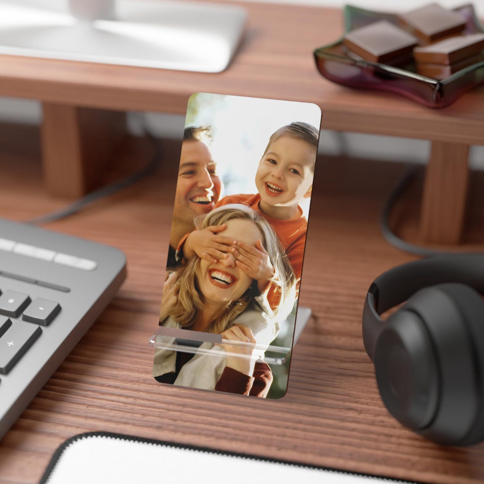 Custom Family Picture Phone Stand, Personal Smartphone Display, Desk ...