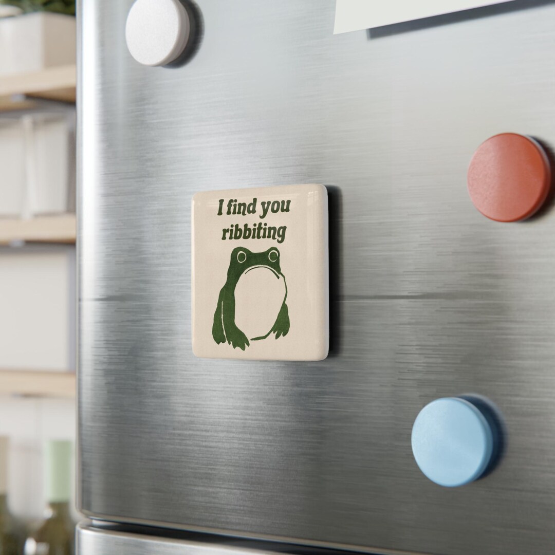 I Find You Ribbiting Matsumoto Hoji Frog Porcelain Square Magnet |frog ...