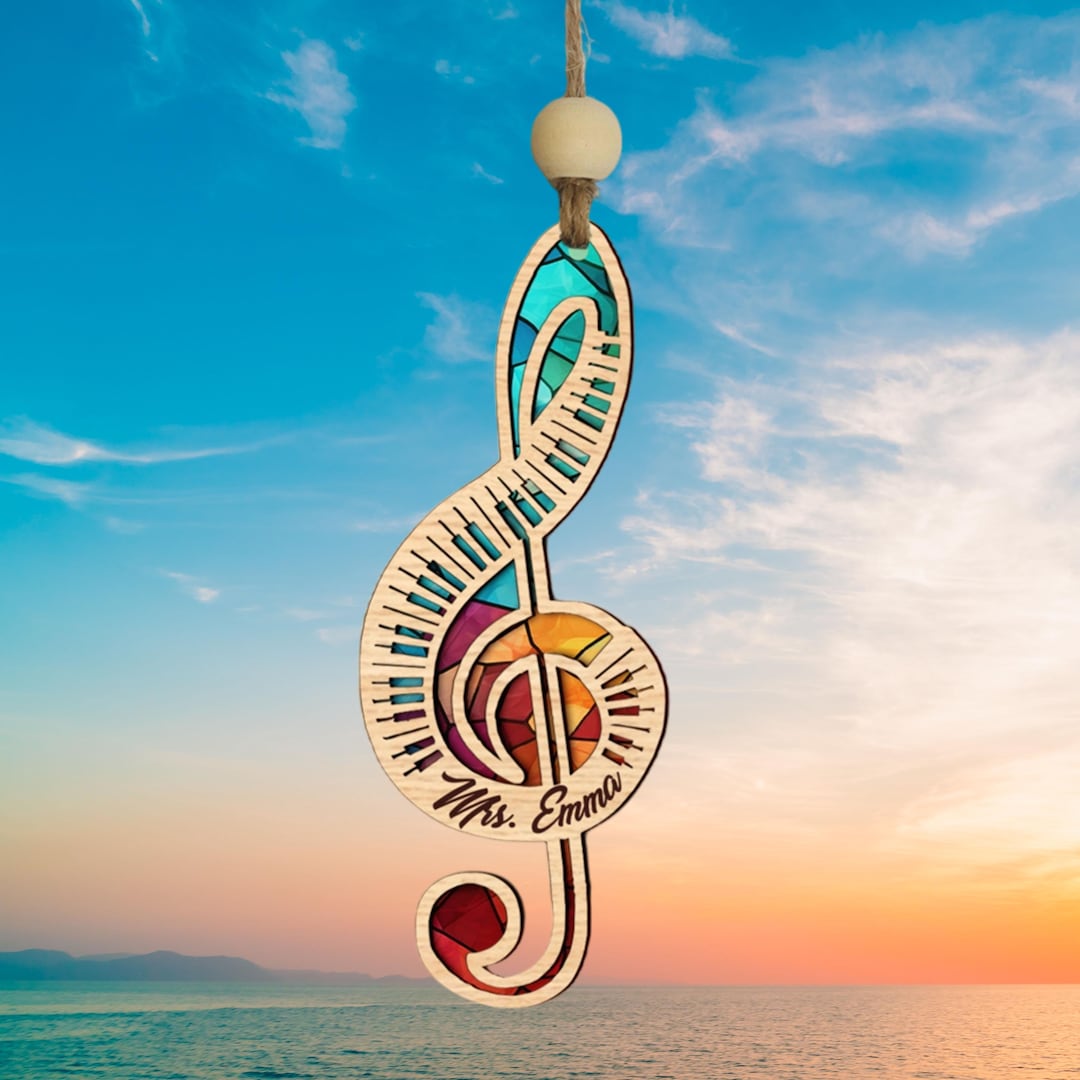 Custom Music Teacher Gift Treble Clef Stained Glass Suncatcher ...