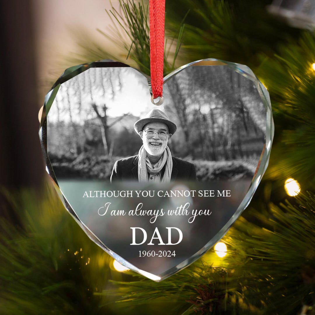 Custom Photo Memorial Ornament Glass, Personalized Remembrance Gift ...