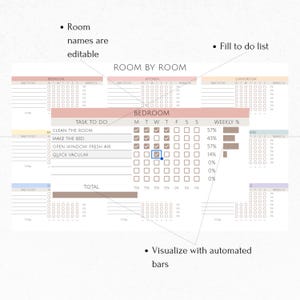 Chore Chart by Room Google Sheet Cleaning Checklist by Room Cleaning ...