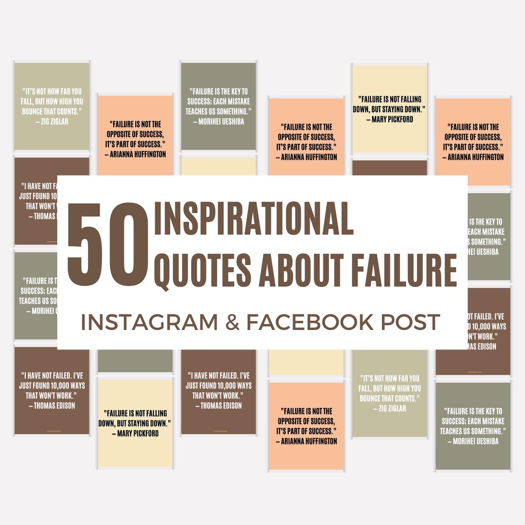 50 Inspirational Quotes About Failure Templates for Canva | Prefilled ...
