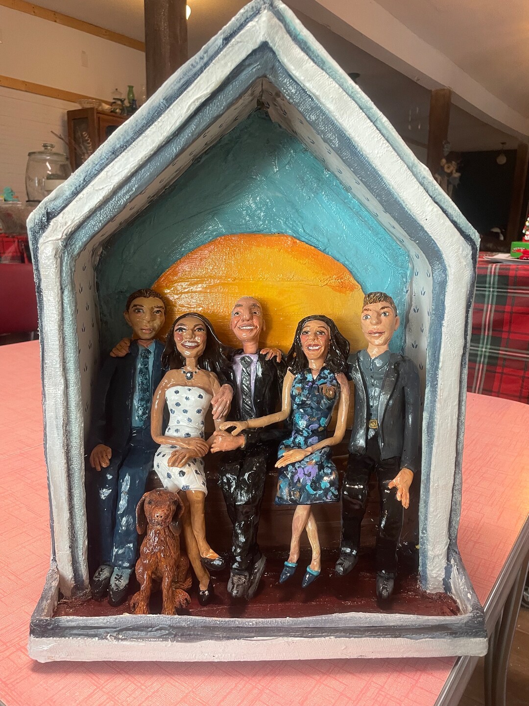 Custom Portrait Art Dolls , Five Person Clay Portrait, Mixed Media 3D ...