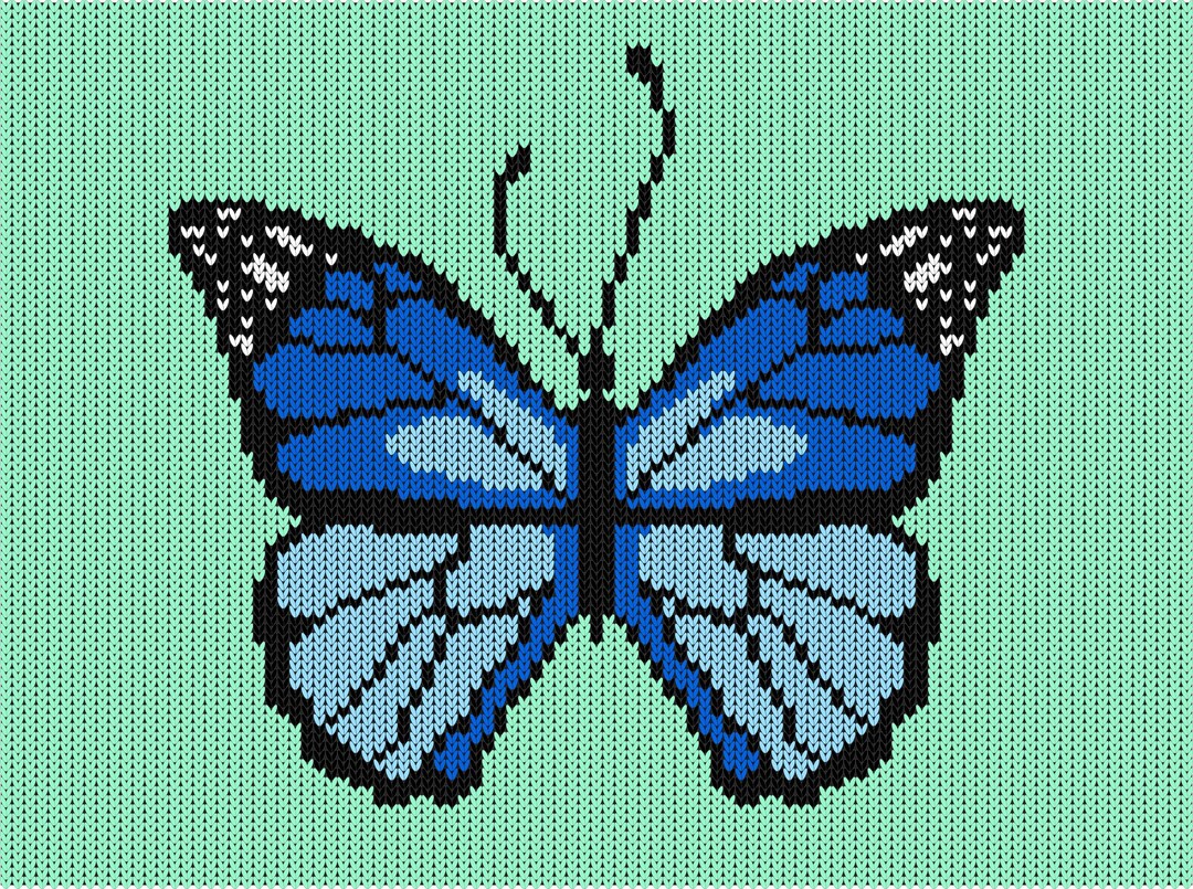 Morpho Blue Butterfly Knitting Chart – PDF Pattern for Machine & Hand ...
