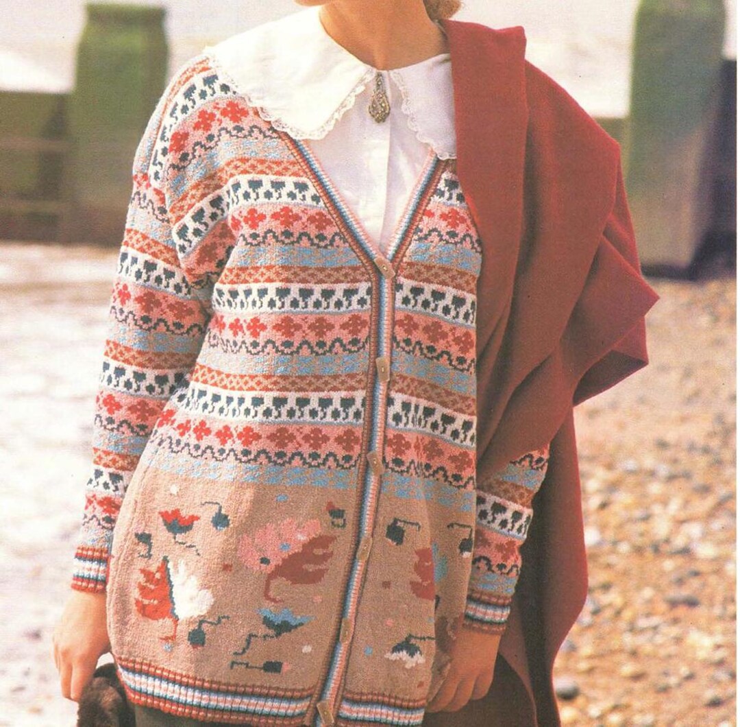 Knitting Machine Pattern - Womens Intarsia & Fair Isle Cardigan - PDF ...