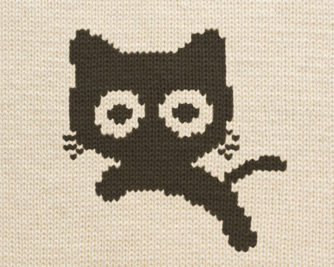 Black Cat Boris Knitting Chart, Intarsia Motif Graph, Dublicate Stitch ...