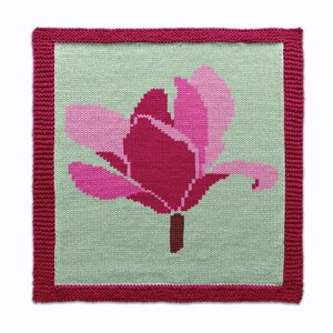 Pink Magnolia Flower Knitting Chart - Floral Pattern for Hand & Machine ...