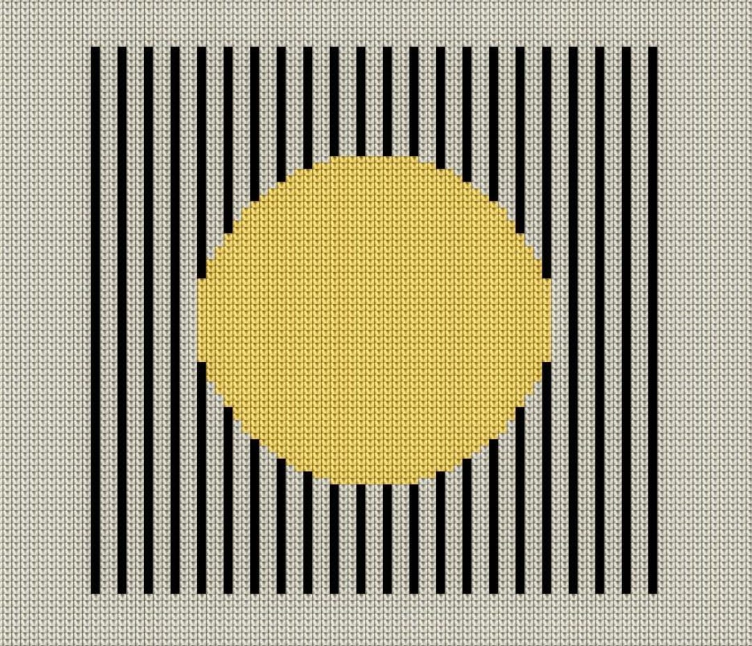 Intarsia Chart - Bauhaus Geometric Circle in Yellow and Vertical Black ...