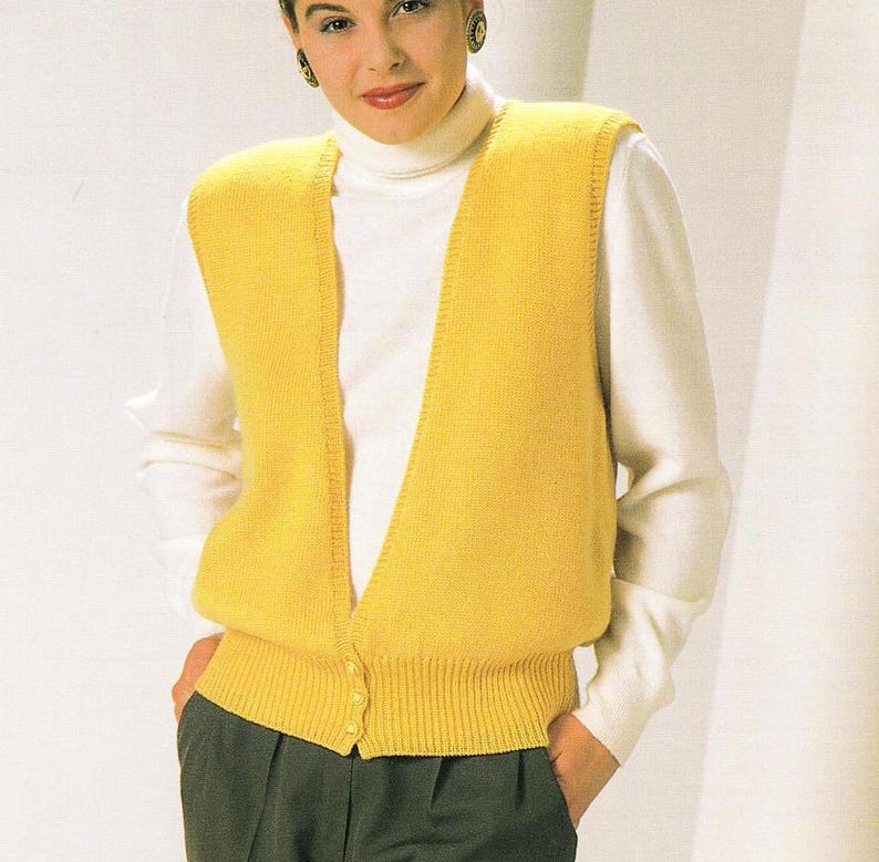 Machine Knitting Pattern Knit Womens Vest Vintage 80s PDF Digital ...