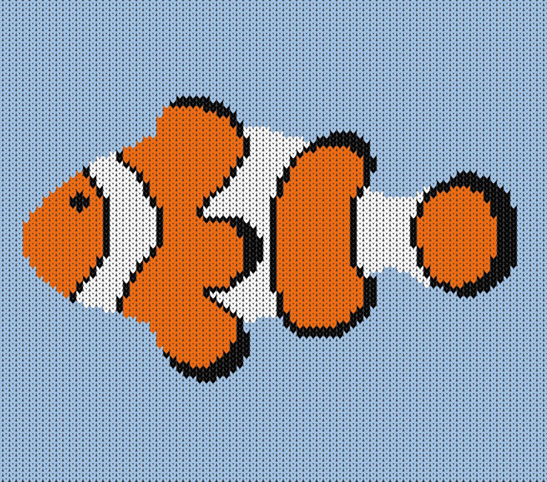 Clownfish Knitting Chart – PDF Pattern for Machine & Hand Knitting for Sweaters, Pullovers, Tote ...