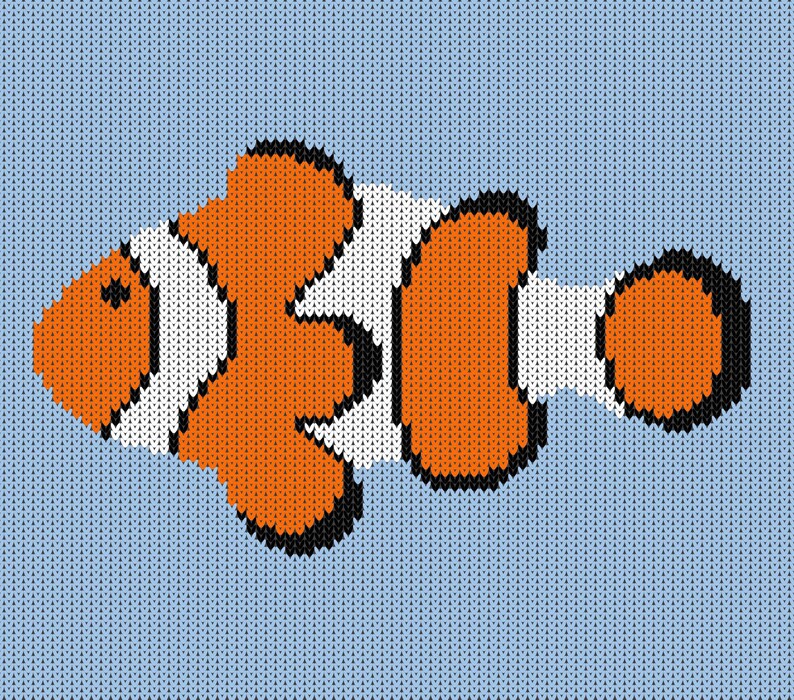 Clownfish Knitting Chart – PDF Pattern for Machine & Hand Knitting for Sweaters, Pullovers, Tote ...