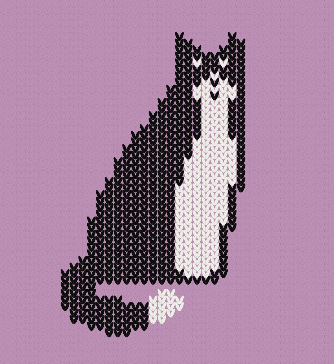 Tuxedo Cat Knitting Chart - PDF Pattern for Machine & Hand Knitting ...