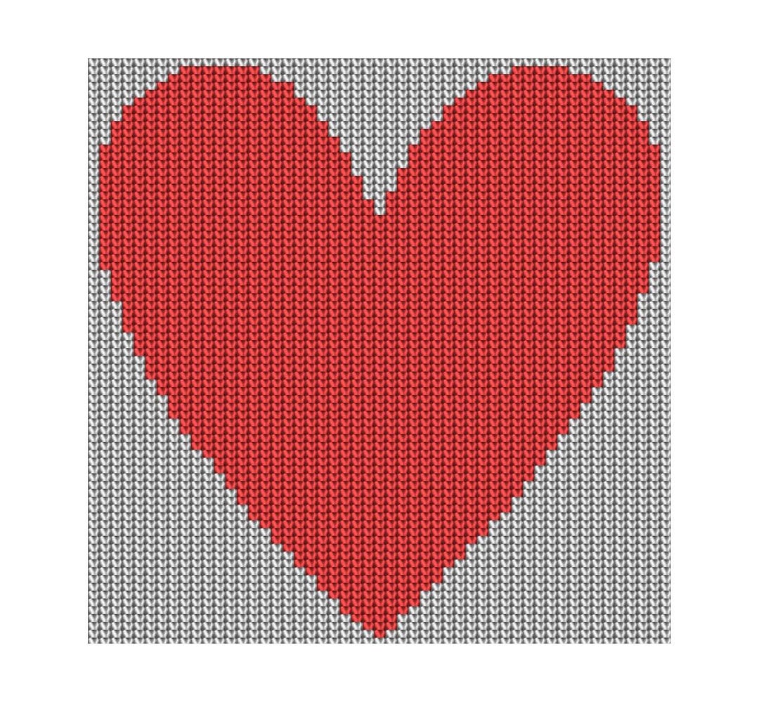 Heart Motif Chart for Machine and Hand Knitting, Crocheting, Cross ...