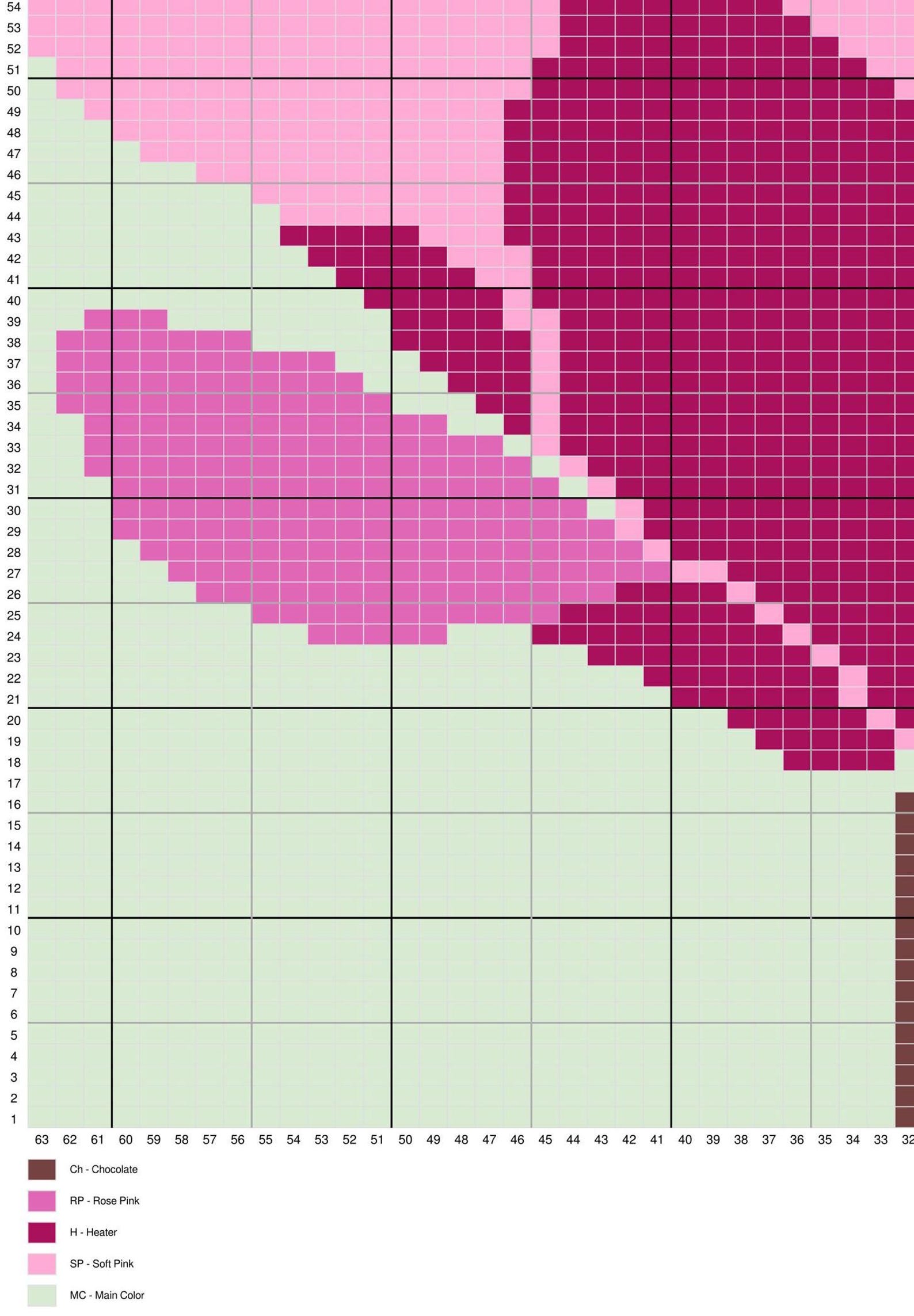 Pink Magnolia Flower Knitting Chart - Floral Pattern for Hand & Machine ...