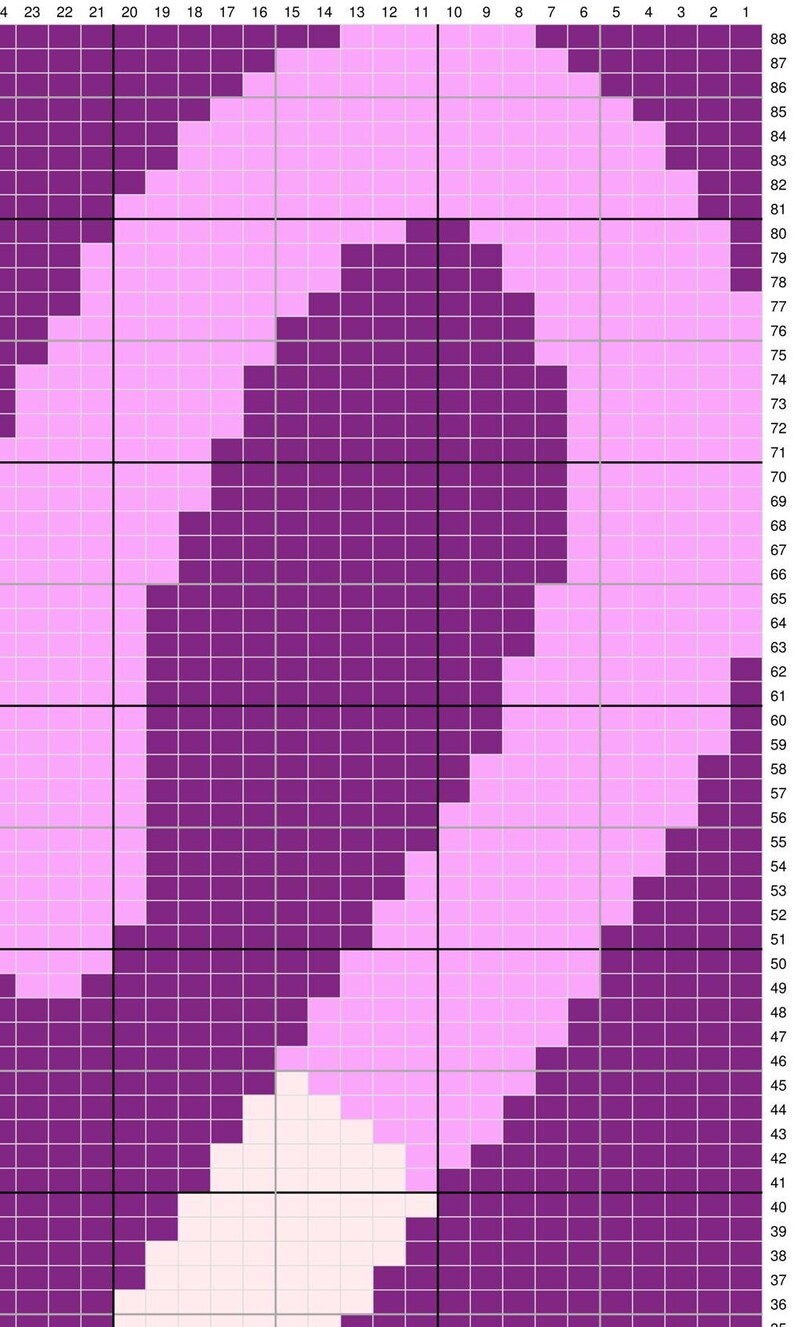 Pink Heart Knit Chart - Machine & Hand Knitting, Intarsia Colorwork ...