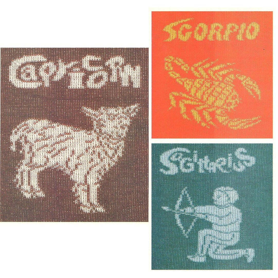 3 Zodiac Singer Knitting Machine Charts - PDF Instant Download - Motifs ...