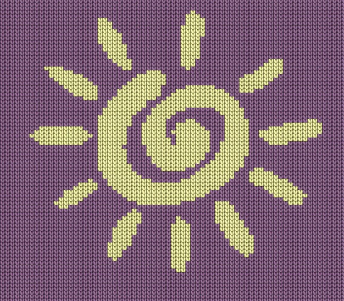 Fun Sun Intarsia Chart - 60 Stitches X 70 Rows - Hand and Machine ...