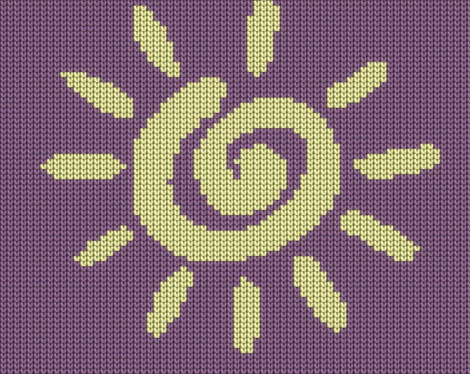 Fun Sun Intarsia Chart - 60 Stitches X 70 Rows - Hand and Machine ...