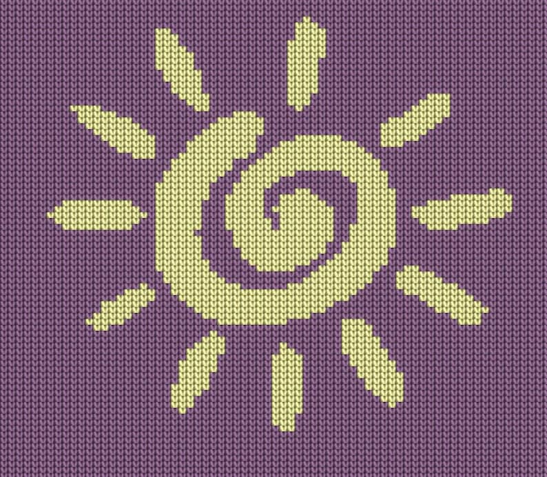 Fun Sun Intarsia Chart - 60 Stitches X 70 Rows - Hand and Machine ...