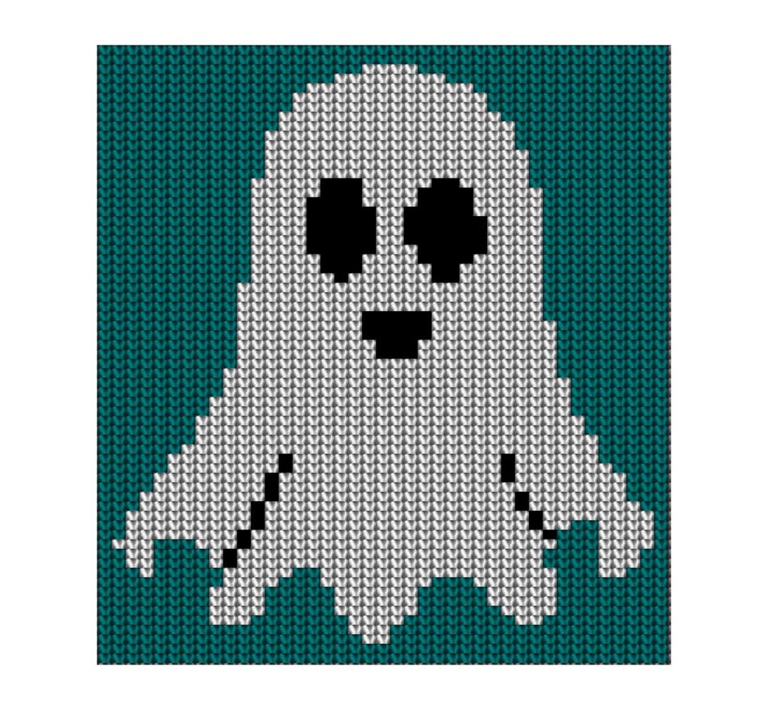 Spooky Ghost Motif Chart for Knitting, Crochet, Cross Stitch ...