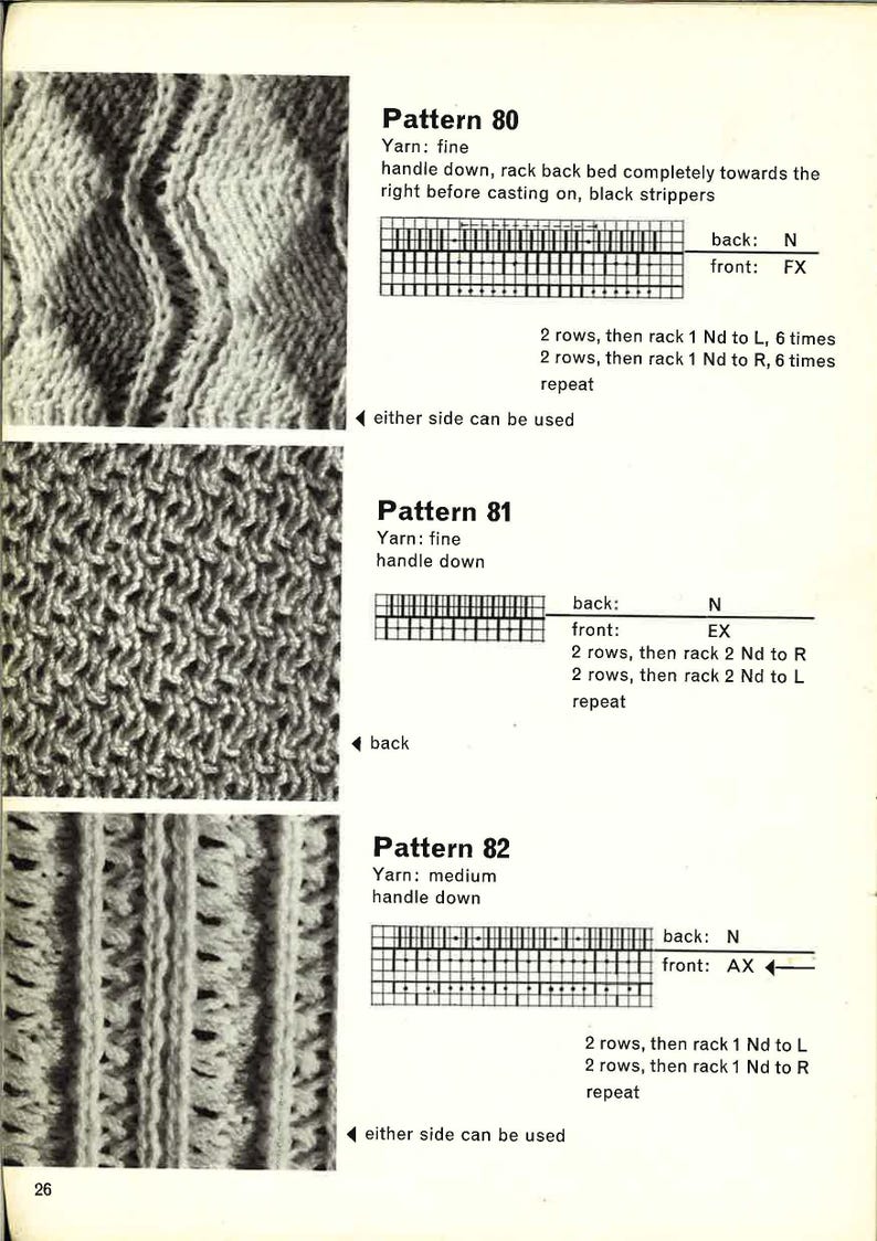 120 Stitch Patterns and Charts for Passap Duomatic Knitting Machine - PDF Format Book - 40 Pages ...