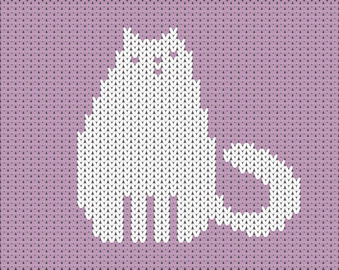White Cat Knitting Chart, Intarsia Motif Graph, Dublicate Stitch ...