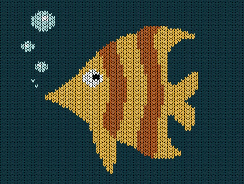 Angelfish Knitting Chart - PDF Pattern for Machine & Hand Knitting ...