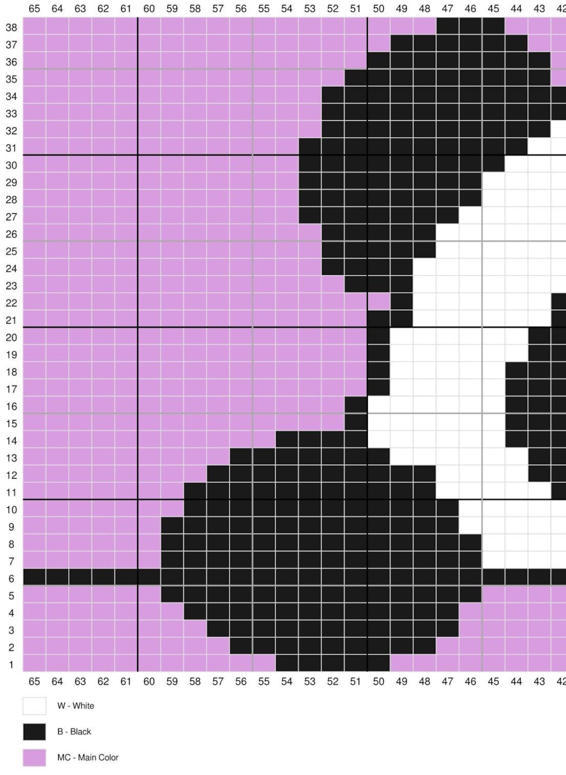 Panda Chart - 65 Stitches X 38 Rows - Colorwork Diagram - Intarsia Fair ...