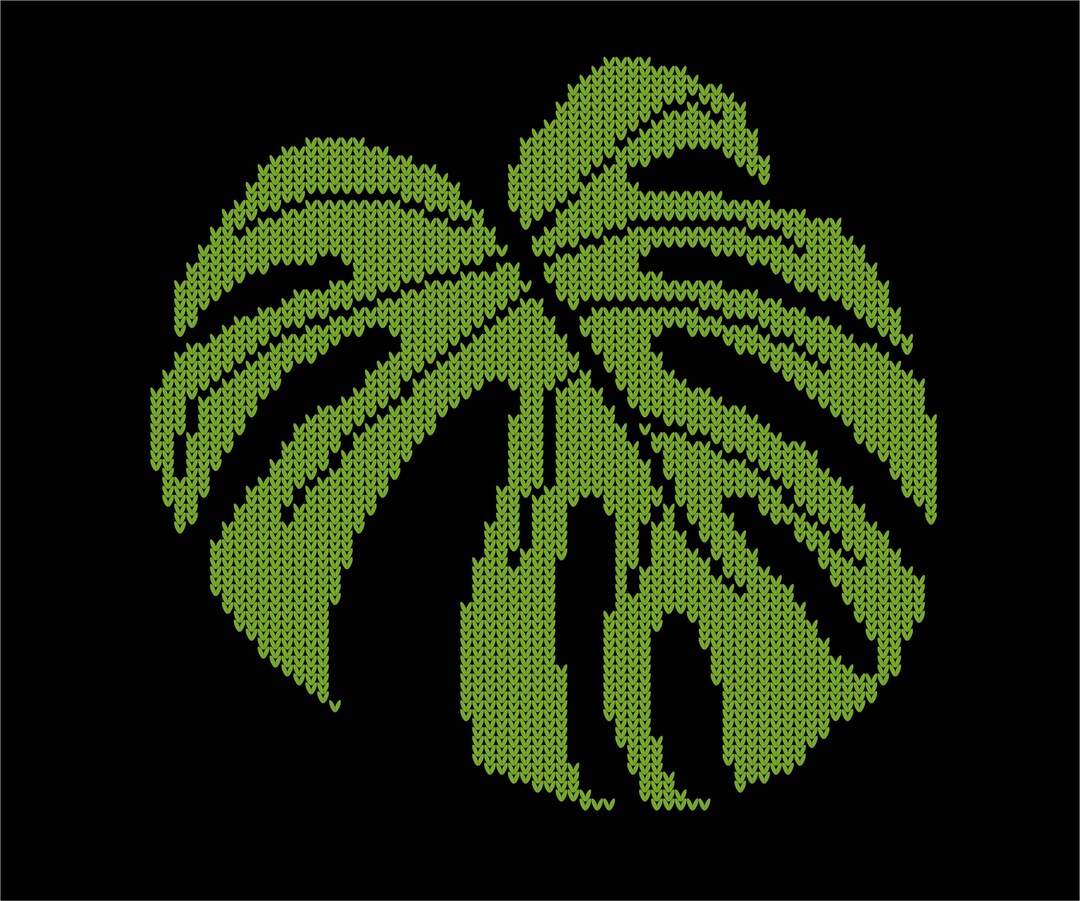 Monstera Leaf Knitting Chart – PDF Pattern for Machine & Hand Knitting, Intarsia, Fair Isle ...