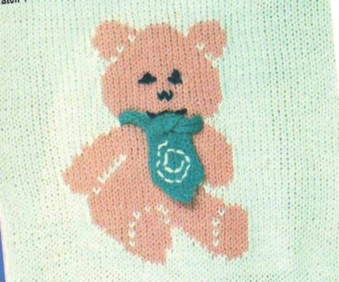 Teddy Bear Chart for Knitting Machine - Diagram Pattern PDF - Vintage ...