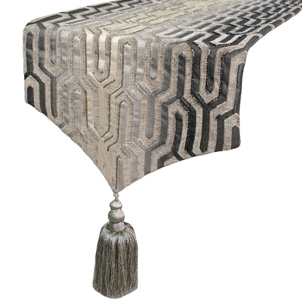 Gray Chevron Table Runner - Etsy