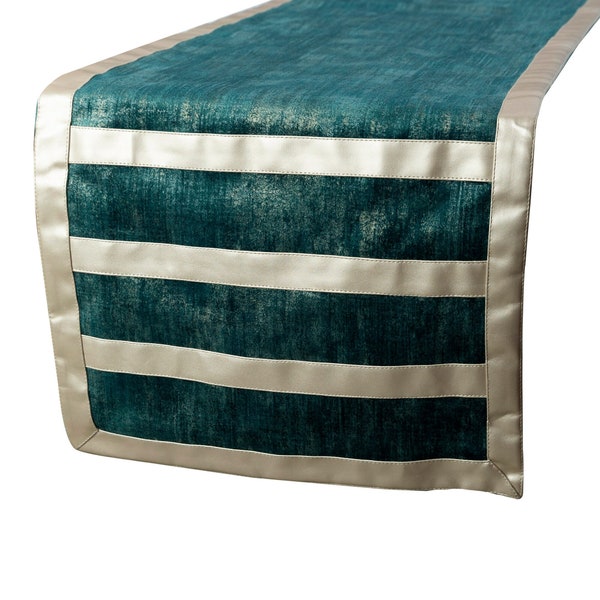 Teal With Gold Table Runner - Etsy