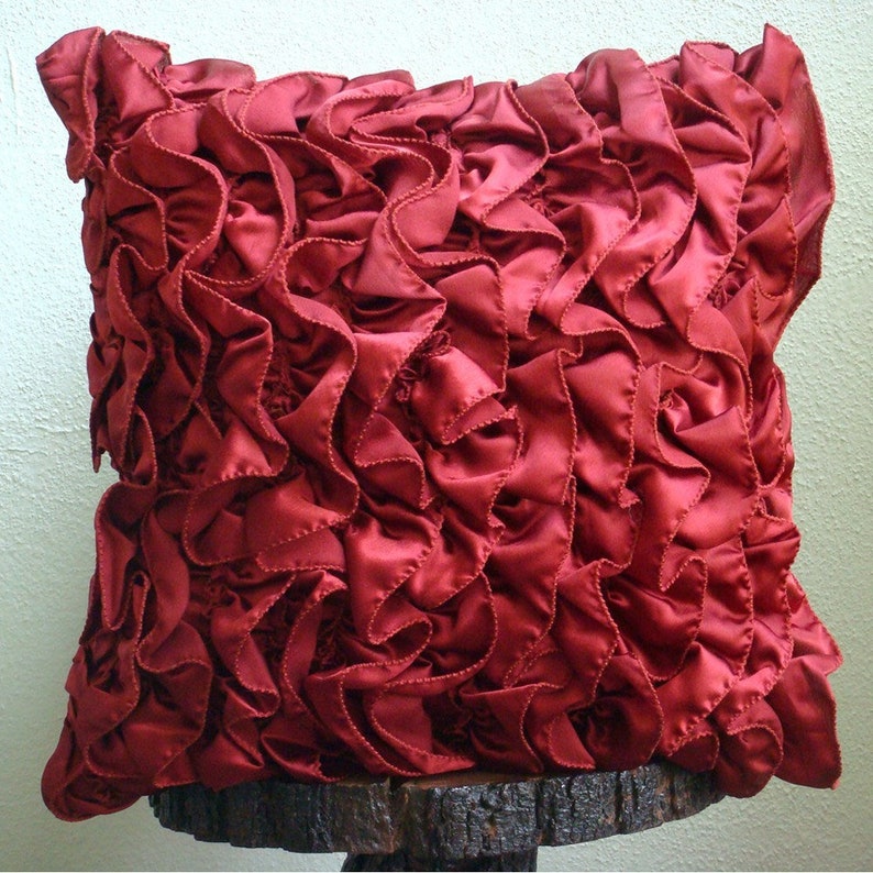 Satin Ruby Red Toss Cushion 16x16 Designer Toss - Etsy
