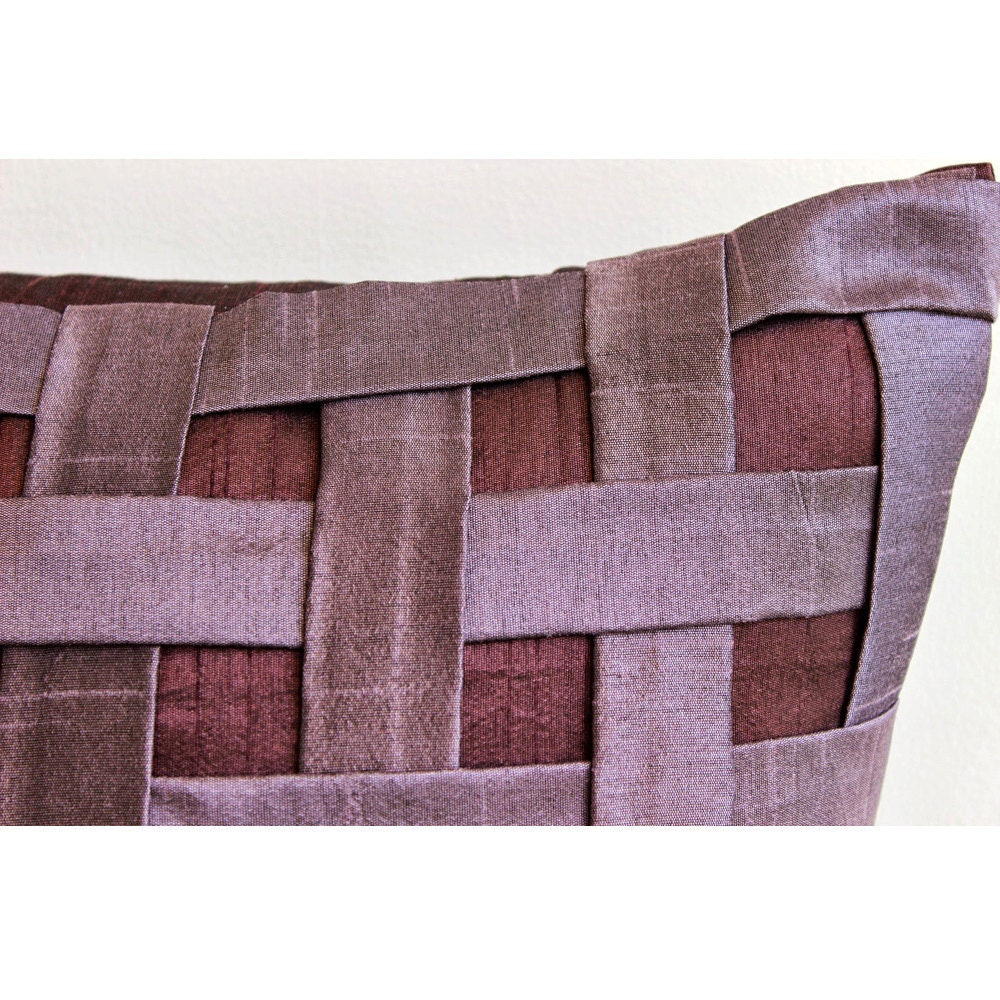 16"x16" Designer Plum Purple Throw Pillow Cover, Art Silk Pillow ...